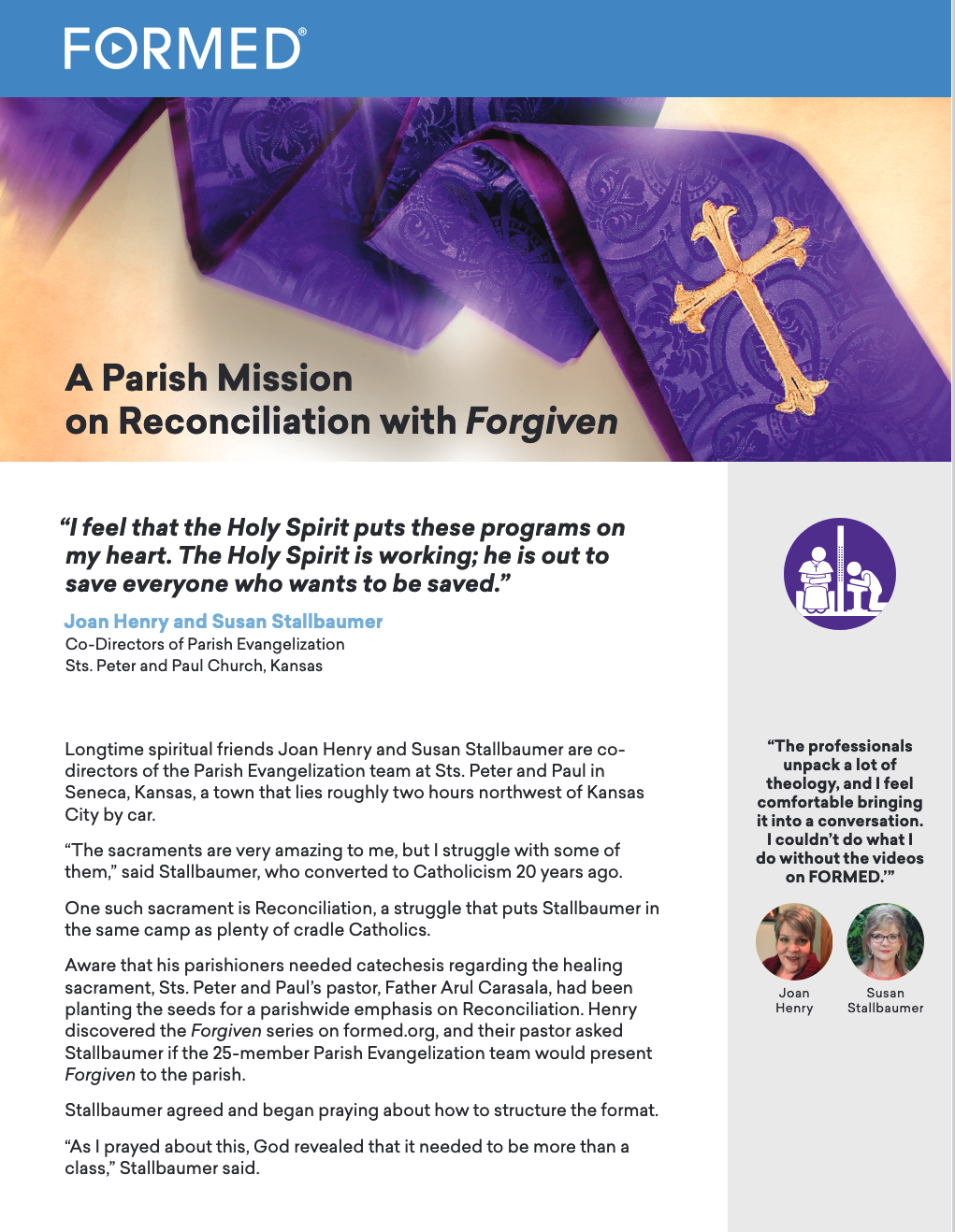 A Parish Mission on Reconciliation with Forgiven Joan Henry and Susan Stallbaumer